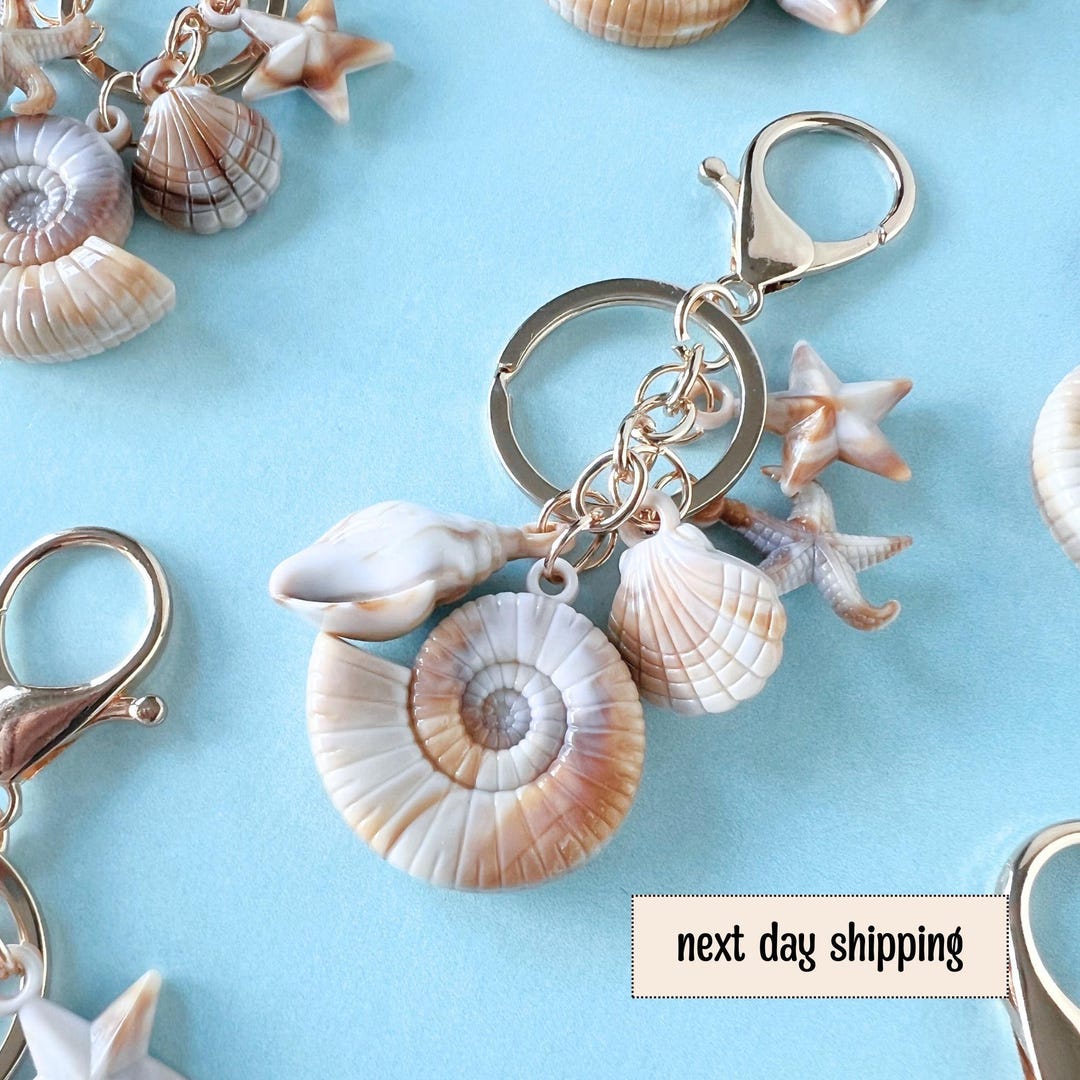 Beach Seashell Charm for Keychain Beach Bag Charm for Backpack Keychain ...