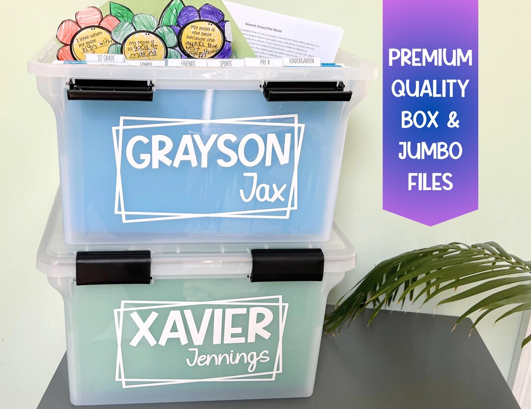 Fully Assembled Kid File Box Children Milestone Tote Baby Memory Box ...