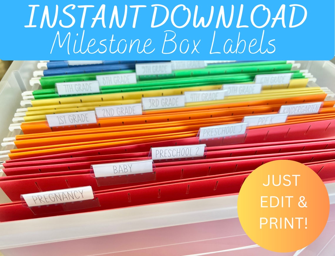 Kids Memory Box Labels Download Kids File Box Printable Labels - Etsy
