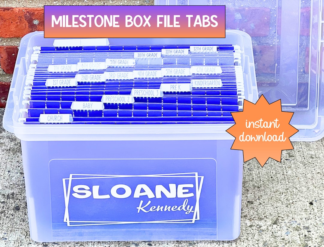 Editable Milestone Tote Labels Memory Box Labels Download Kids File Box ...