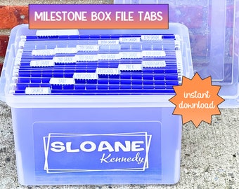 Printable Memory Box File Labels, Digital Download School Memories File ...