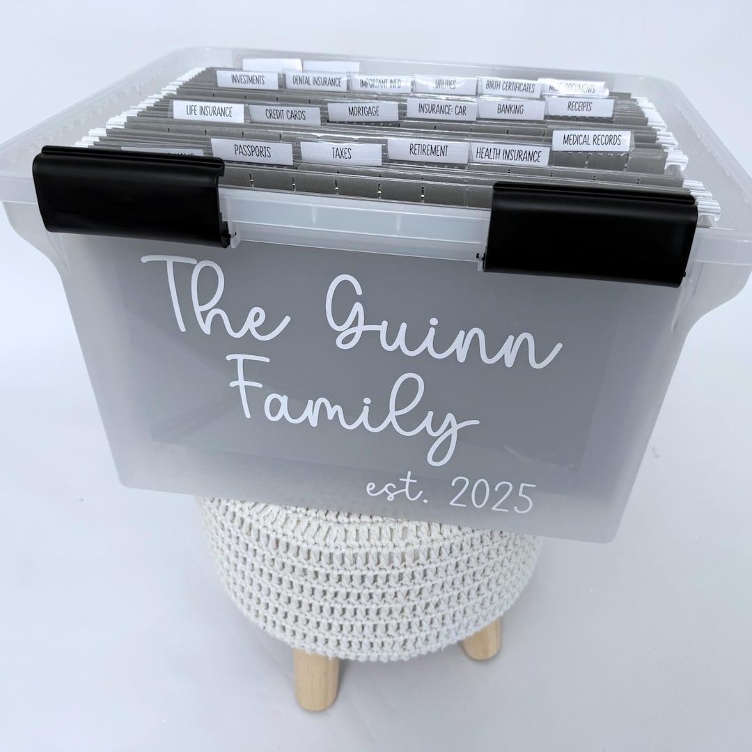 Personalized Document Storage Box: Family File Organizer, Newlywed Gift ...