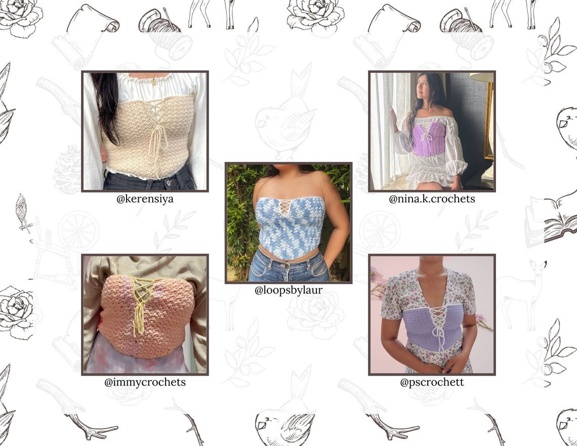 Briar Bodice Pattern - Crochet Crop Top Corset Pattern - Etsy