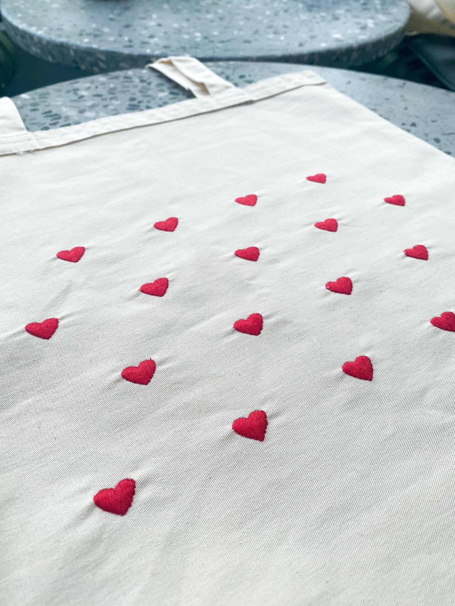 Embroidered Hearts Canvas Tote Bag Eco-friendly Reusable - Etsy