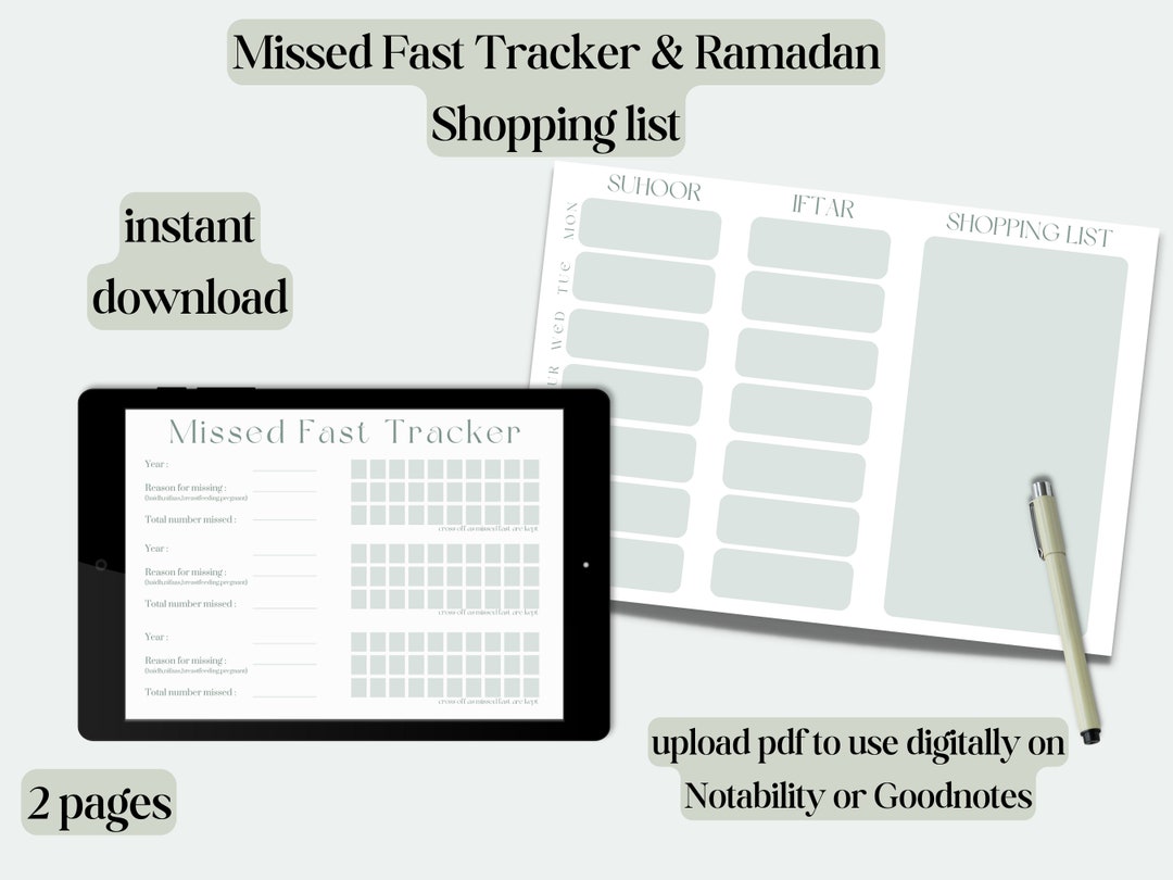 Missed Fast Tracker, Ramadan Tracker, Ramadan Planner, Ramadan Mubarak ...