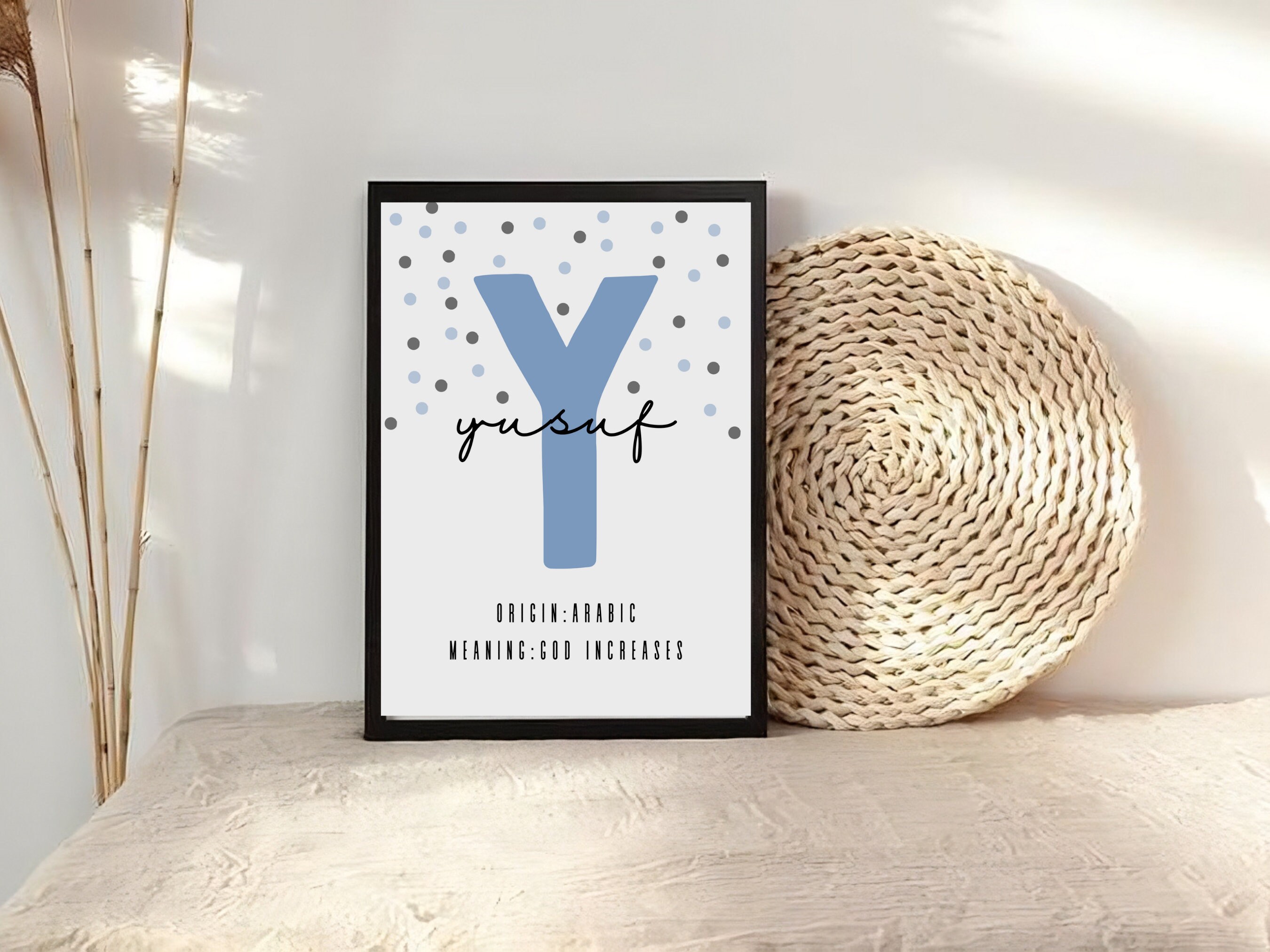 Arabic Name Intial Print, Arabic Print, Islamic Nursery Art, Islamic ...