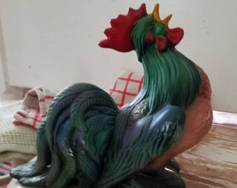 Vintage Ceramic Blue & White Chicken Rooster - Etsy