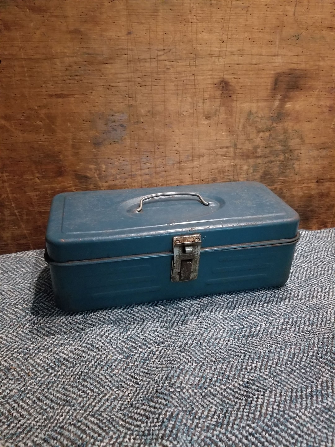 Vintage Tool or Storage Box in a Dark Teal or Turquoise Color, Worn ...