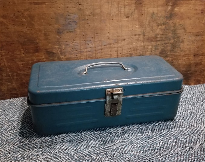 Vintage Tool or Storage Box in a Dark Teal or Turquoise Color, Worn ...