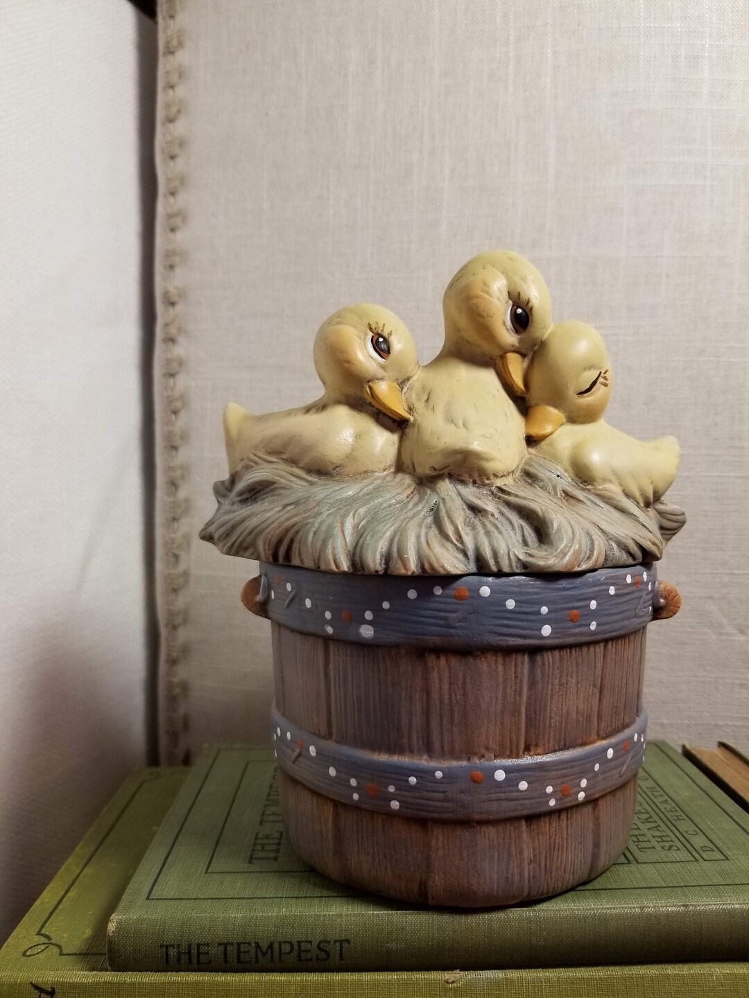 Vintage Ducklings in Yellow, Painted Ceramic Canister/jar With Lid ...