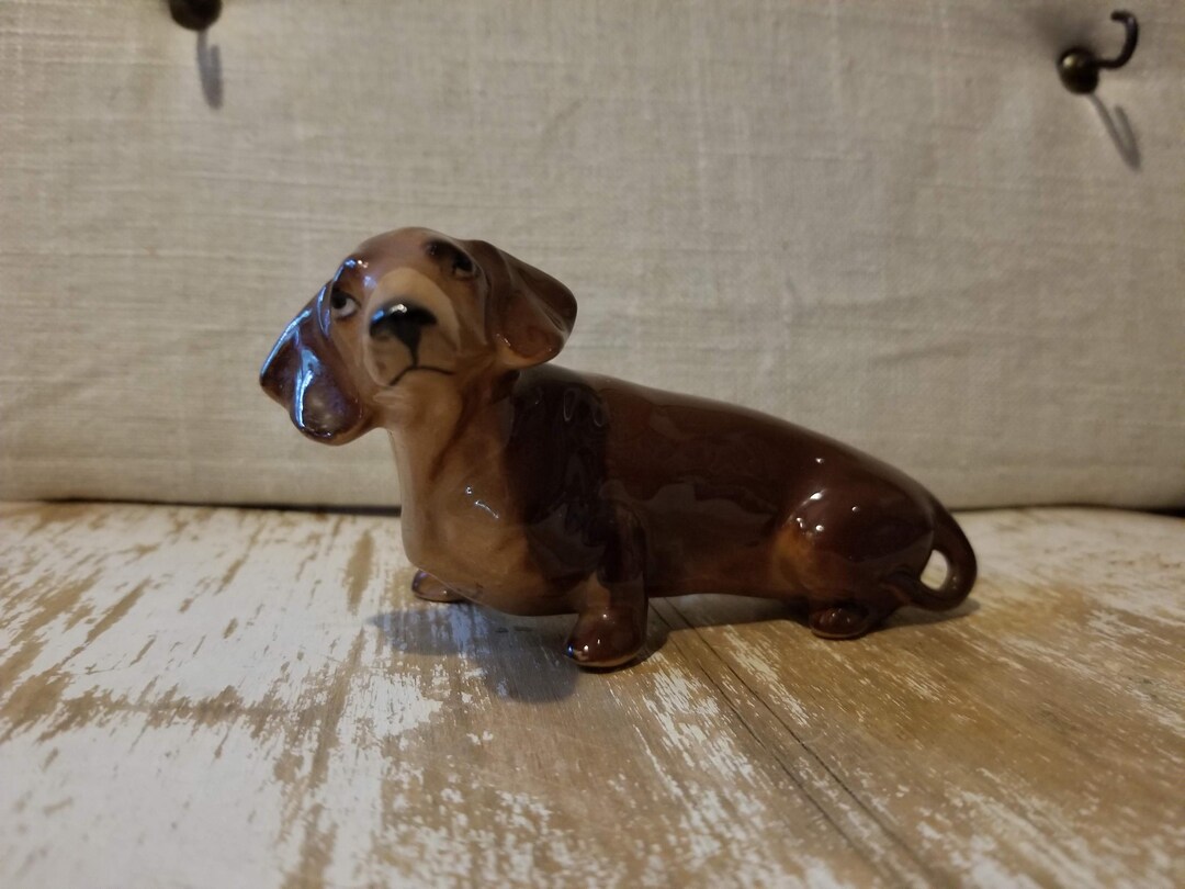 Vintage Dachshund Figurine, Ceramic Dog, Brown - Etsy