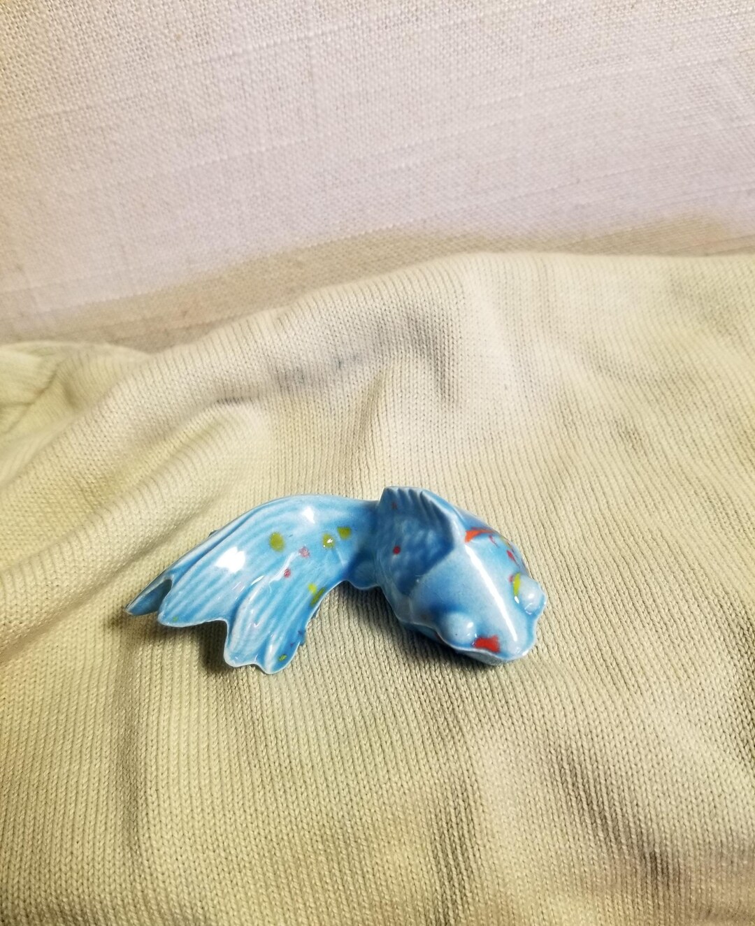 Vintage Ceramic Goldfish in Aqua and Speckled in Citrus Tones - Etsy