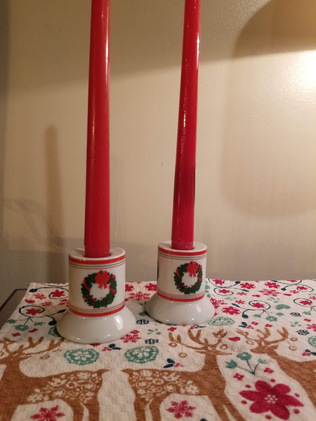 Vintage Ceramic Candlesticks Taper Set of Two Amscan Made - Etsy