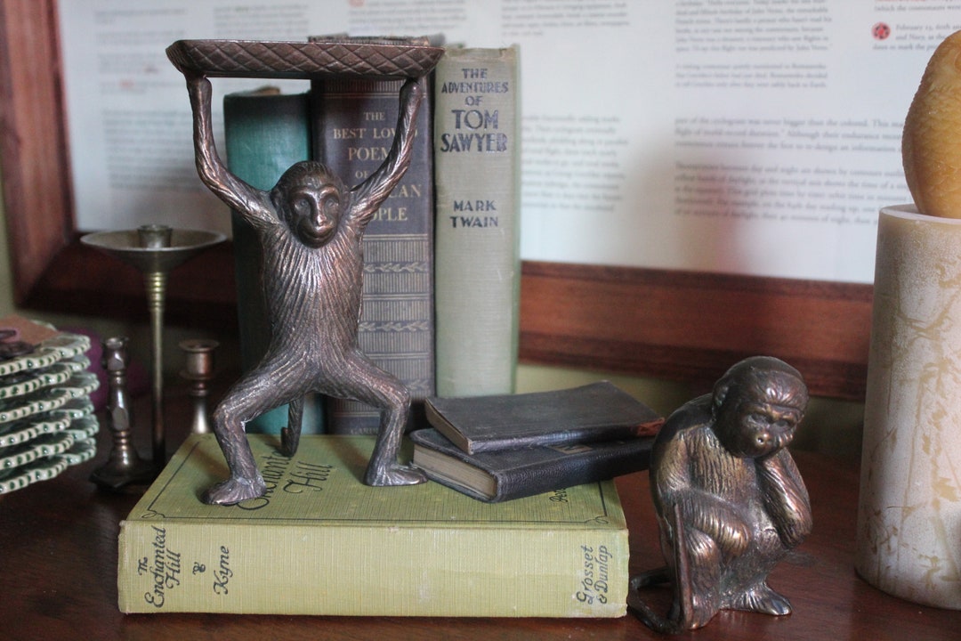 Vintage Monkey Desk Set, Cardholder, Receipt, Thinking, Bronze, Soap ...