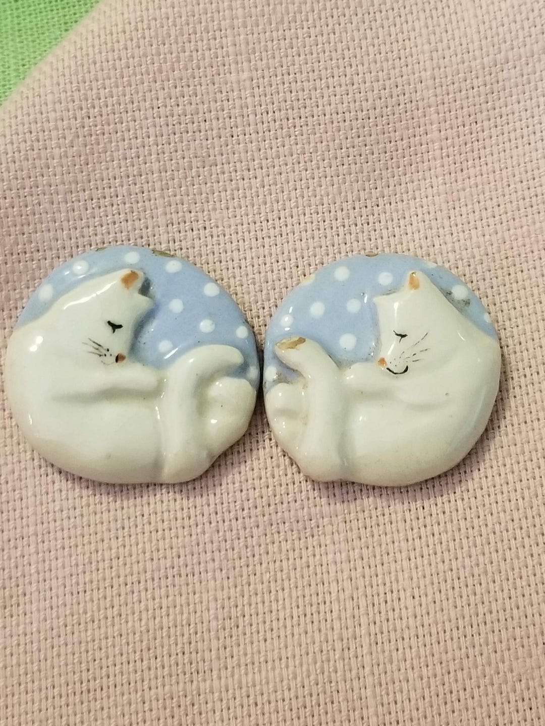 Vintage Ceramic Flats, for Earrings, Art Projects, Mirror Image, Flaw ...