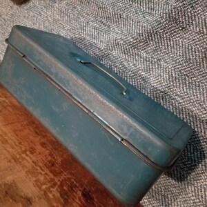 Vintage Tool or Storage Box in a Dark Teal or Turquoise Color, Worn ...