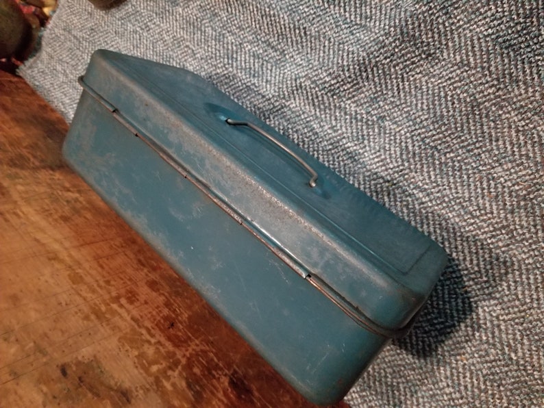 Vintage Tool or Storage Box in a Dark Teal or Turquoise Color, Worn ...