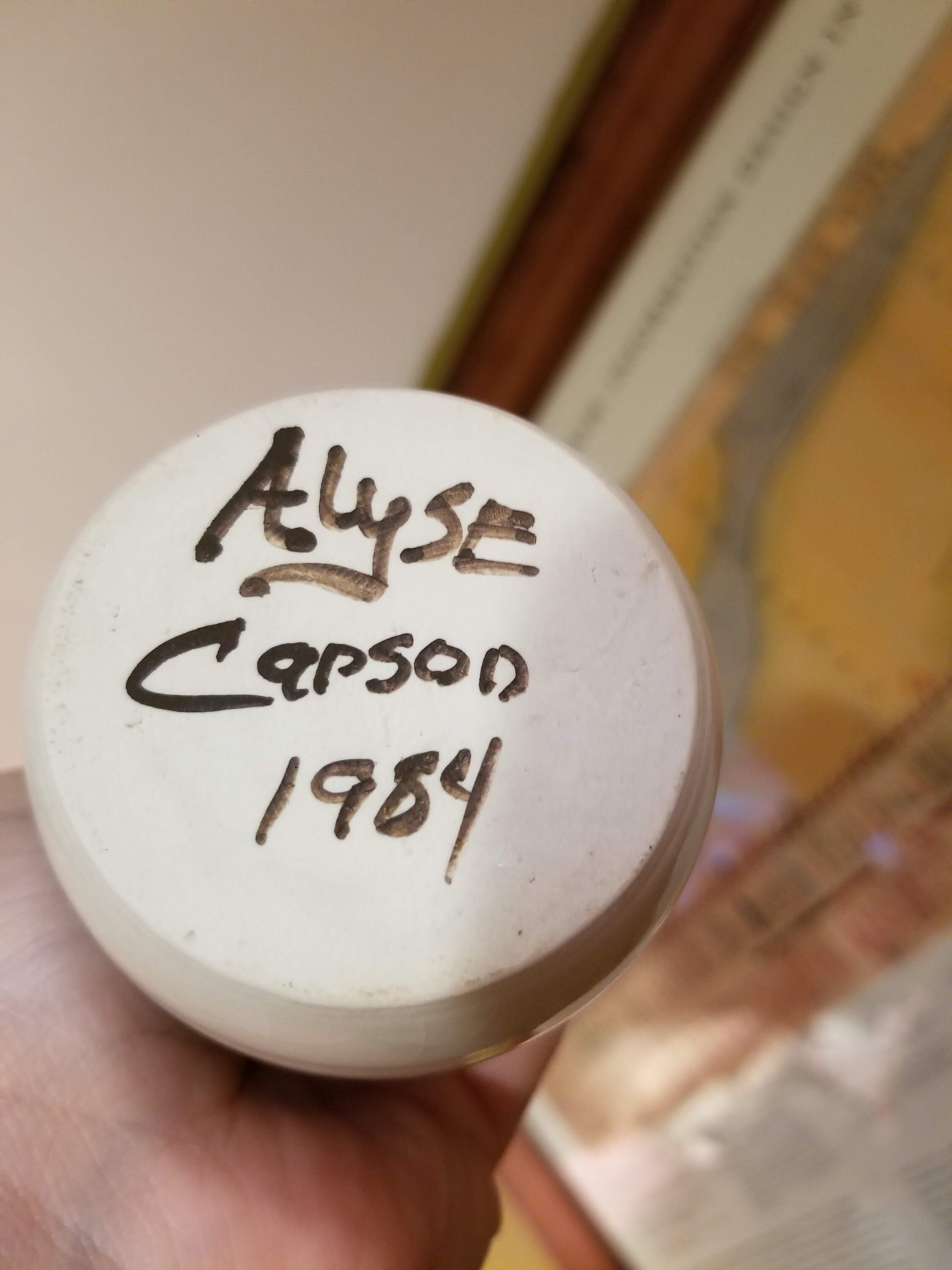 Vintage Bud Vase, Alyse Carson 1984, Green, Brown, Gray Stripe on White ...