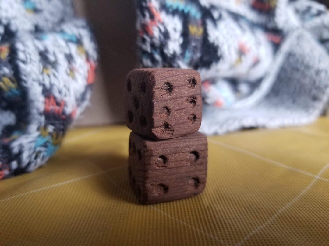 Vintage Folk Art, Handmade Di, Dice Set, Wooden, Carved, Primitive ...