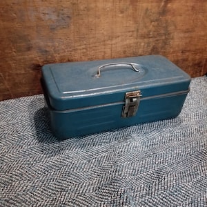 Vintage Tool or Storage Box in a Dark Teal or Turquoise Color, Worn ...
