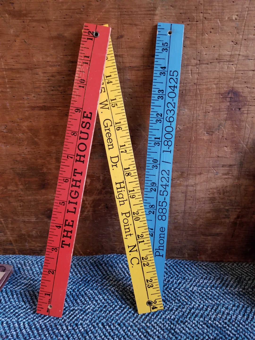 Vintage Trifold Ruler in Red, Yellow and Blue, Advertising the Light ...