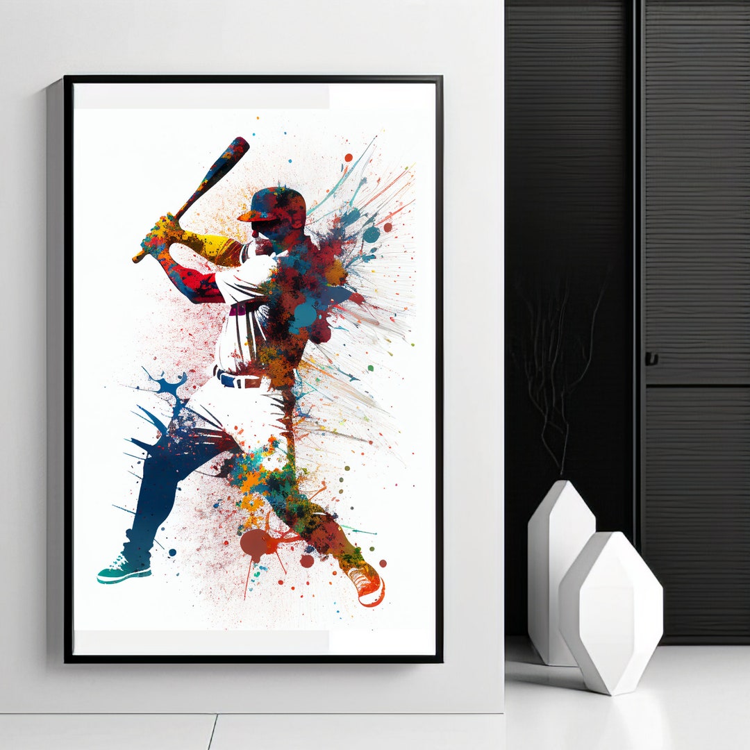 Baseball Paint Splatter, Printable, Wall Art, Digital Print, Digital ...