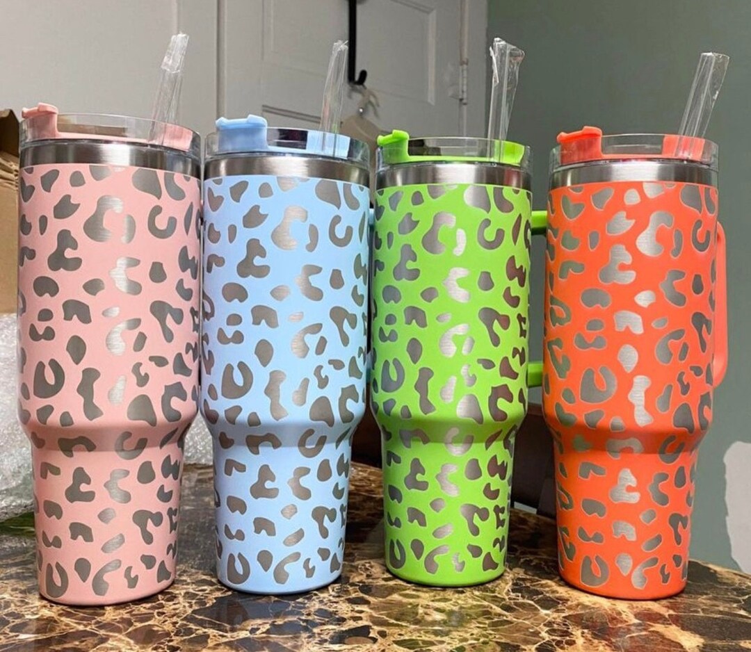 40oz Stainless Steel Laser Engraved Leopard Design Tumbler - Etsy