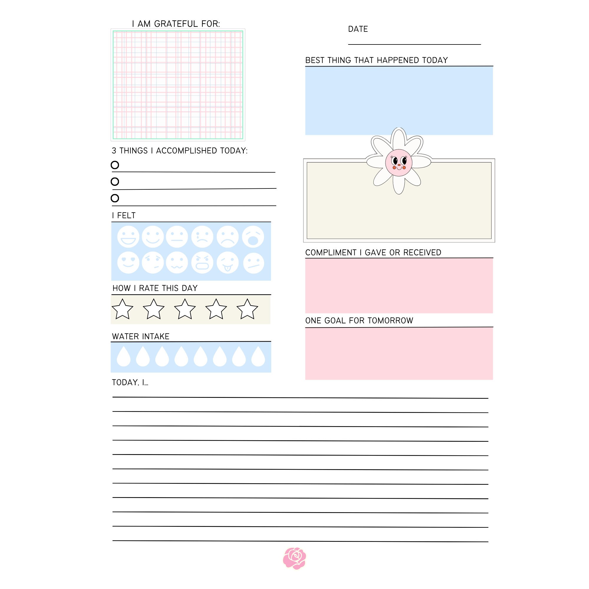 Printable Daily Reflection Journal Page | Digital Journal | Reflection ...