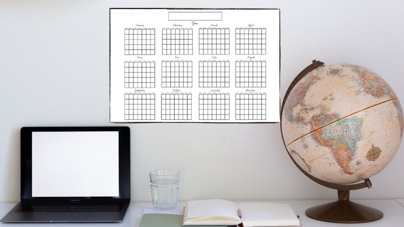 Minimalist Year Calendar | Large Wall Calendar | Printable Calendar ...