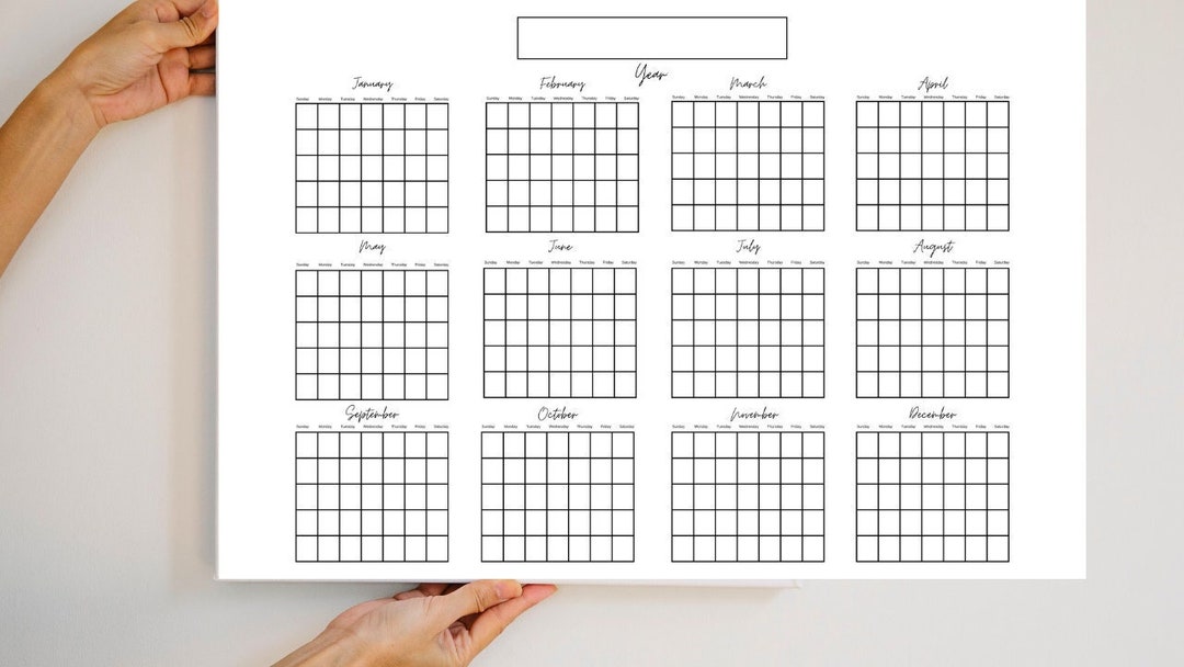 Minimalist Year Calendar | Large Wall Calendar | Printable Calendar ...