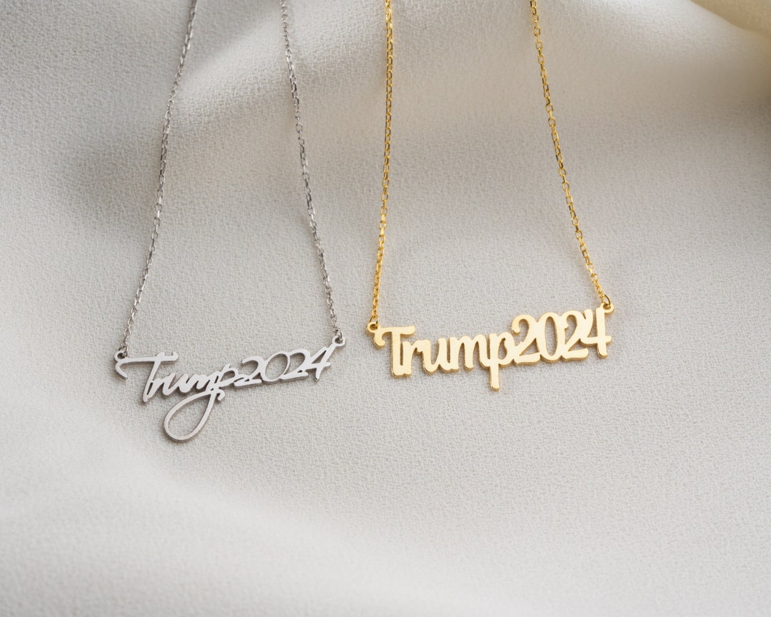 Trump Necklace: Sterling Silver Cursive Pendant, Republican Necklace - Etsy