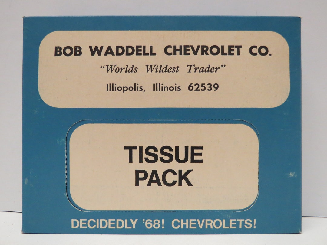 1968 Chevrolet Tissue Pack Original Unopened Box Bob Waddell Chevrolet ...