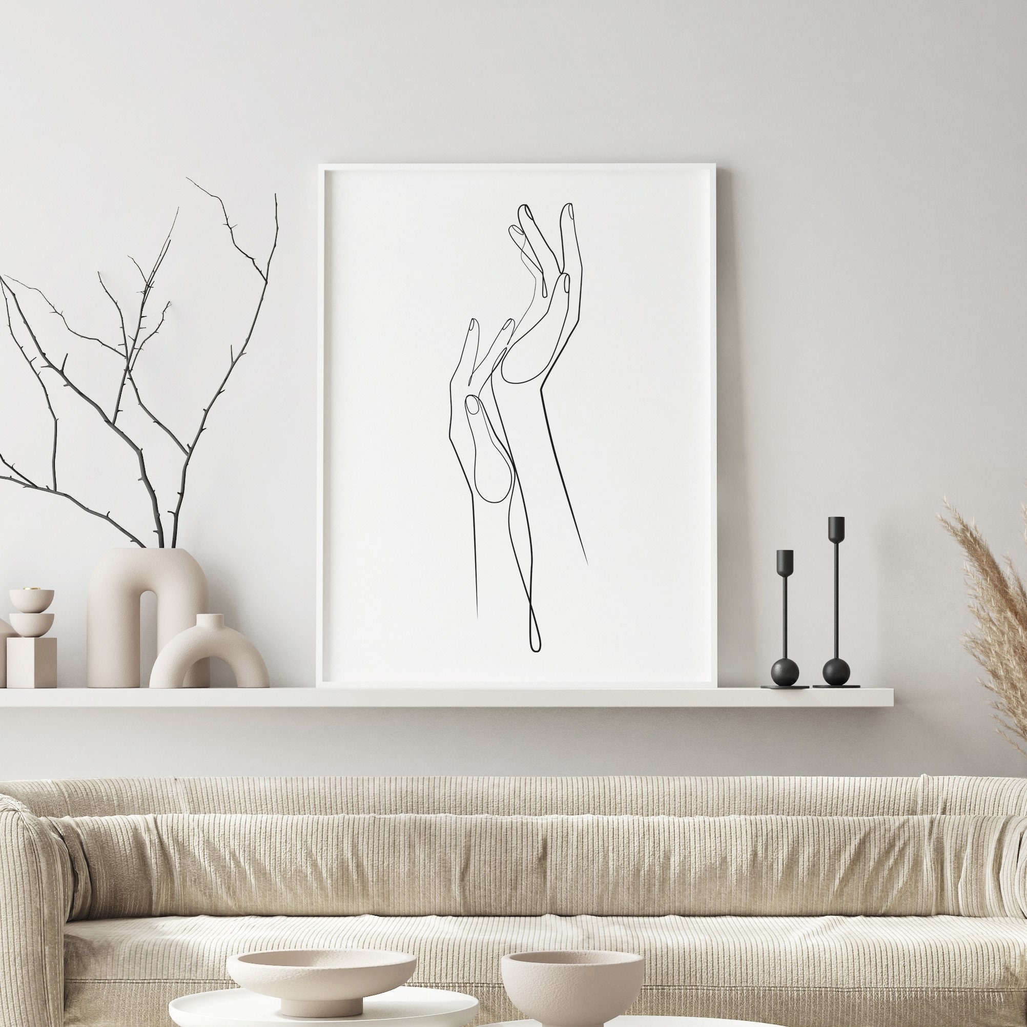 Woman Hands Line Art, Hands Print, One Line Drawing, Printable Wall Art ...