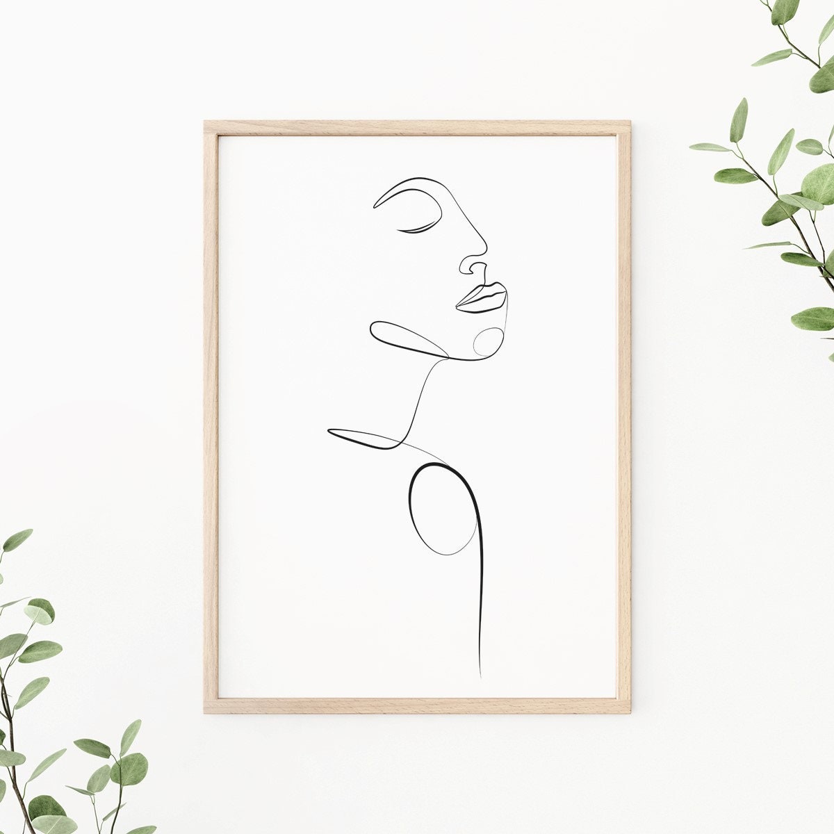 Abstract Woman Line Art, One Line Drawing, Woman Face Print, Printable ...