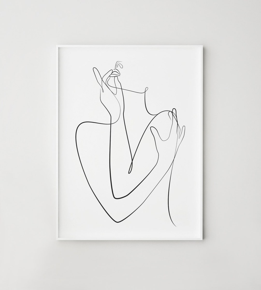 Woman Line Art, Hands One Line Drawing, Printable Modern Wall Art ...