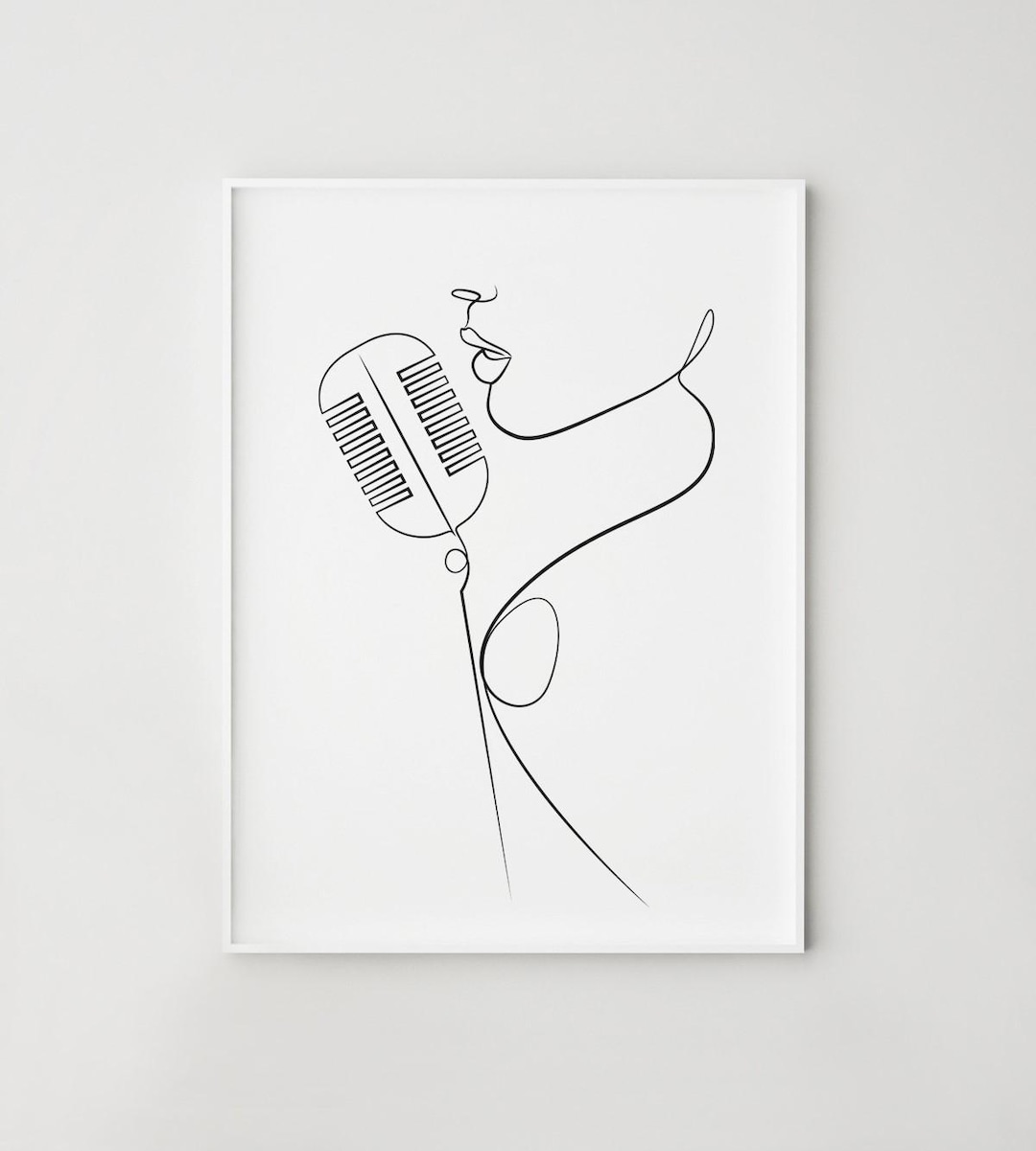 Girl Singing Line Art, Singer Woman Print, Printable Music Wall Art ...