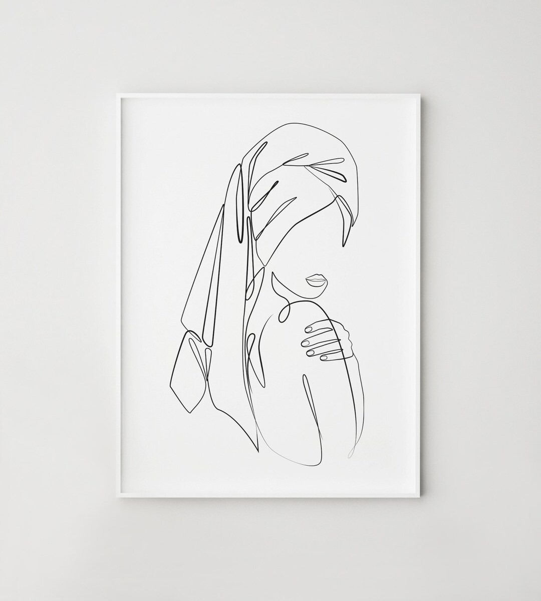 Woman One Line Drawing, Bathroom Printable Wall Art, Female Face Print ...