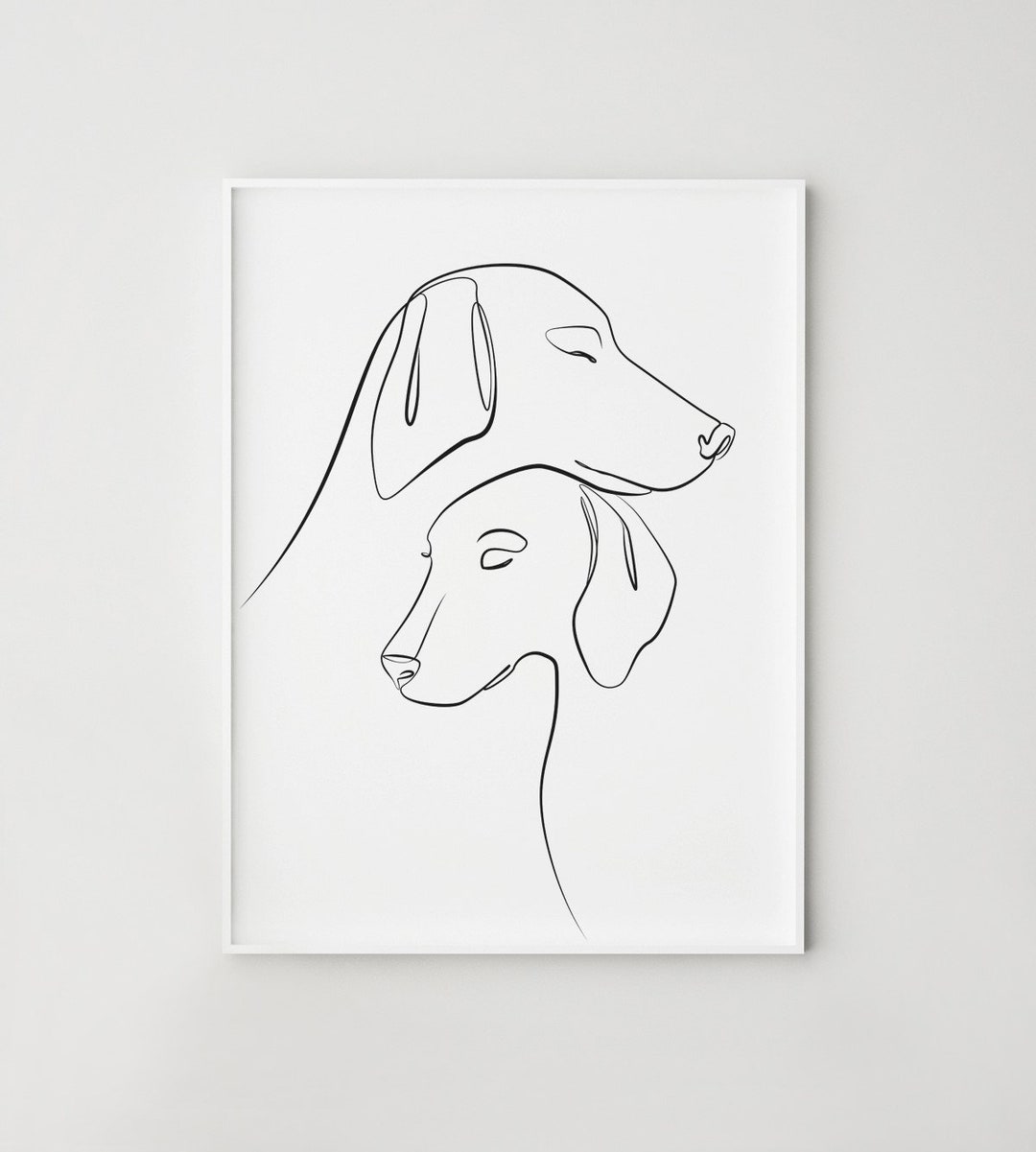 Abstract Dogs Line Art, Love Print, One Line Drawing, Cute Dogs Print ...