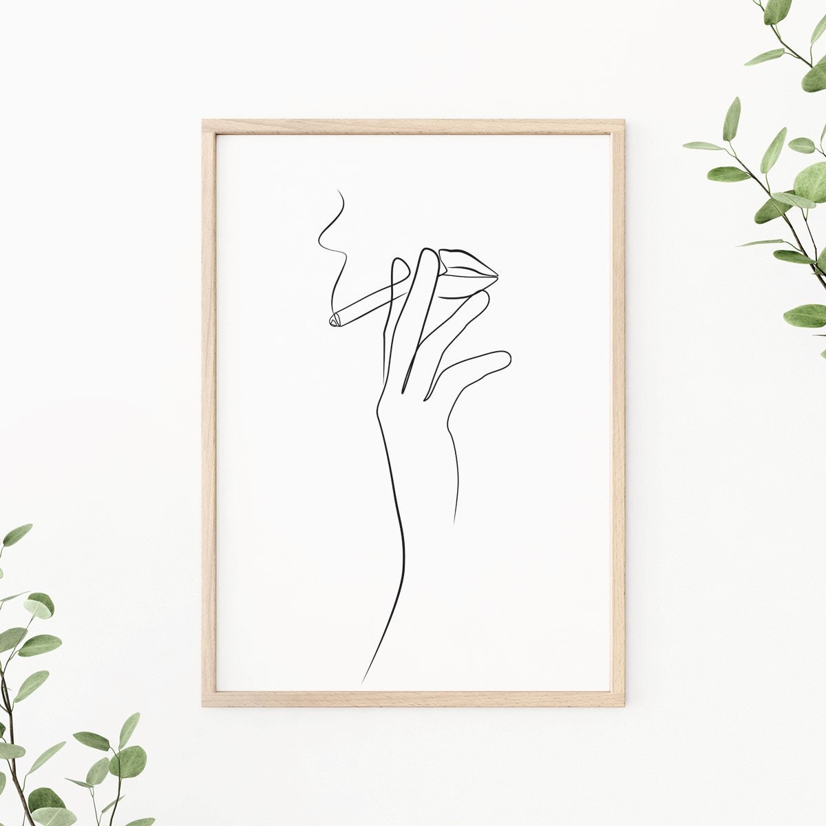 Woman Smoking Cigarette Art, One Line Drawing, Feminist Art Print ...