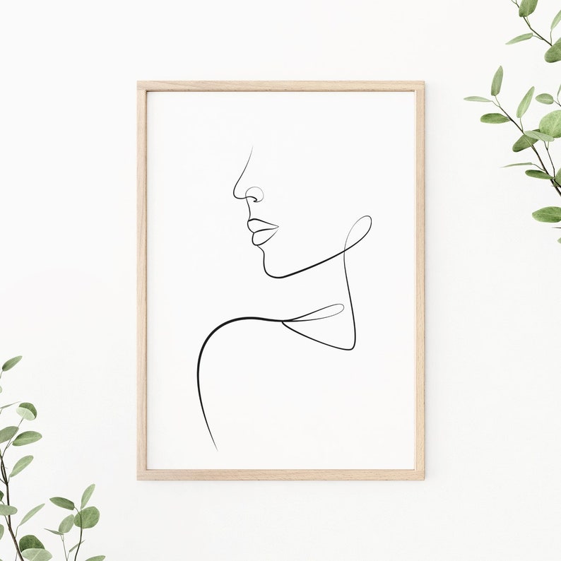 Woman Face One Line Drawing, Feminine Line Art, Abstract Woman Print ...