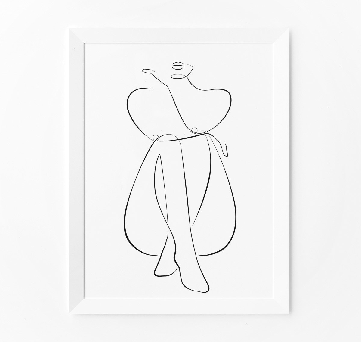 Minimalist Curvy Woman Print, Body Positive Female Line Art, Neutral ...