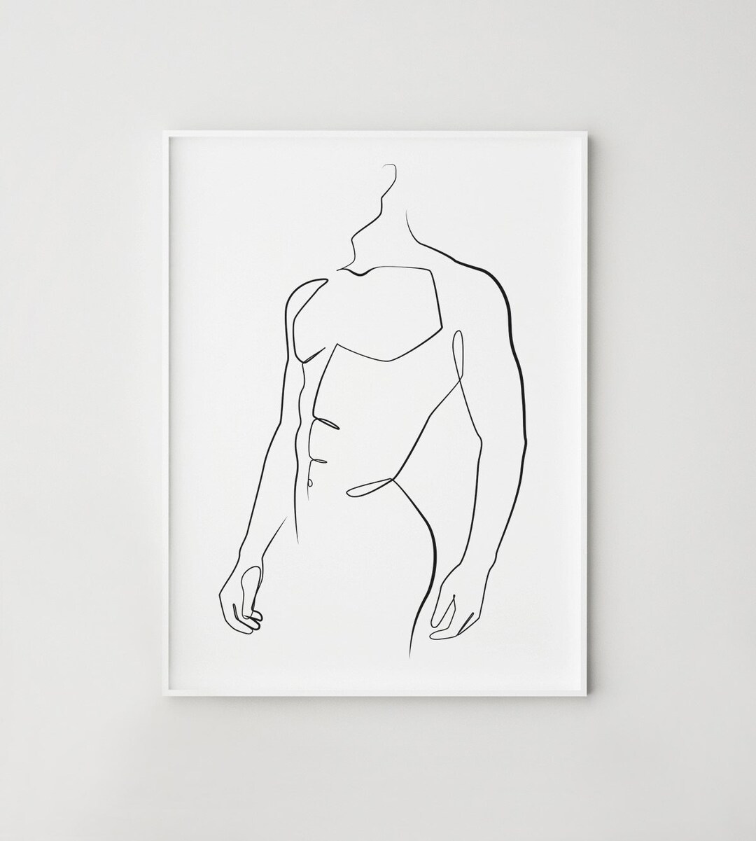 Man One Line Drawing, Minimalist Male Line Art, Abstract Man Print ...