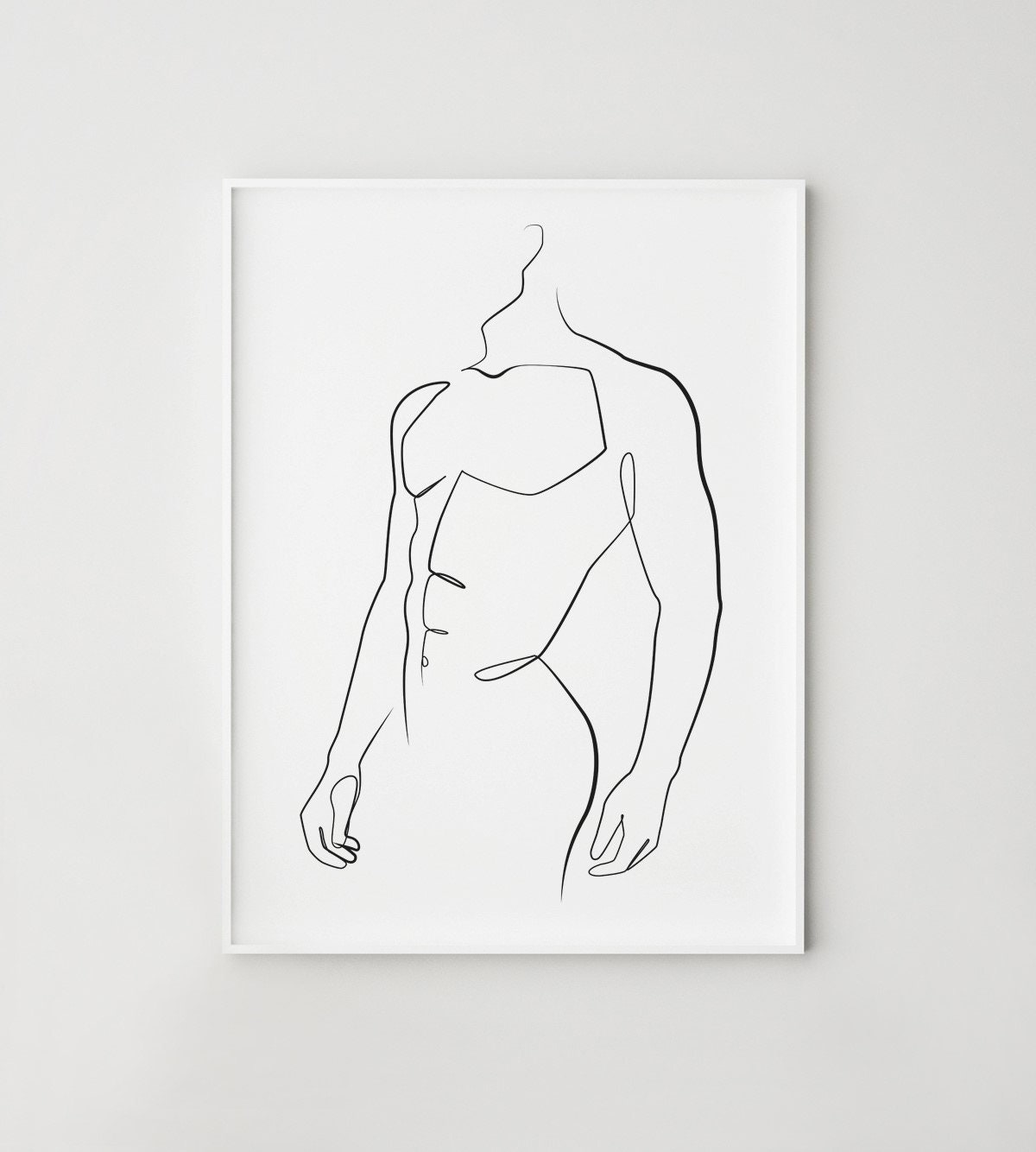 Man One Line Drawing, Minimalist Male Line Art, Abstract Man Print ...