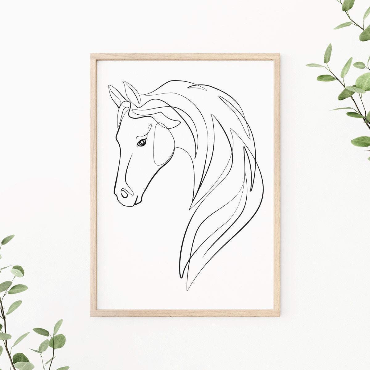 Horse Line Art, Abstract Horse Face Print, One Line Drawing, Printable ...