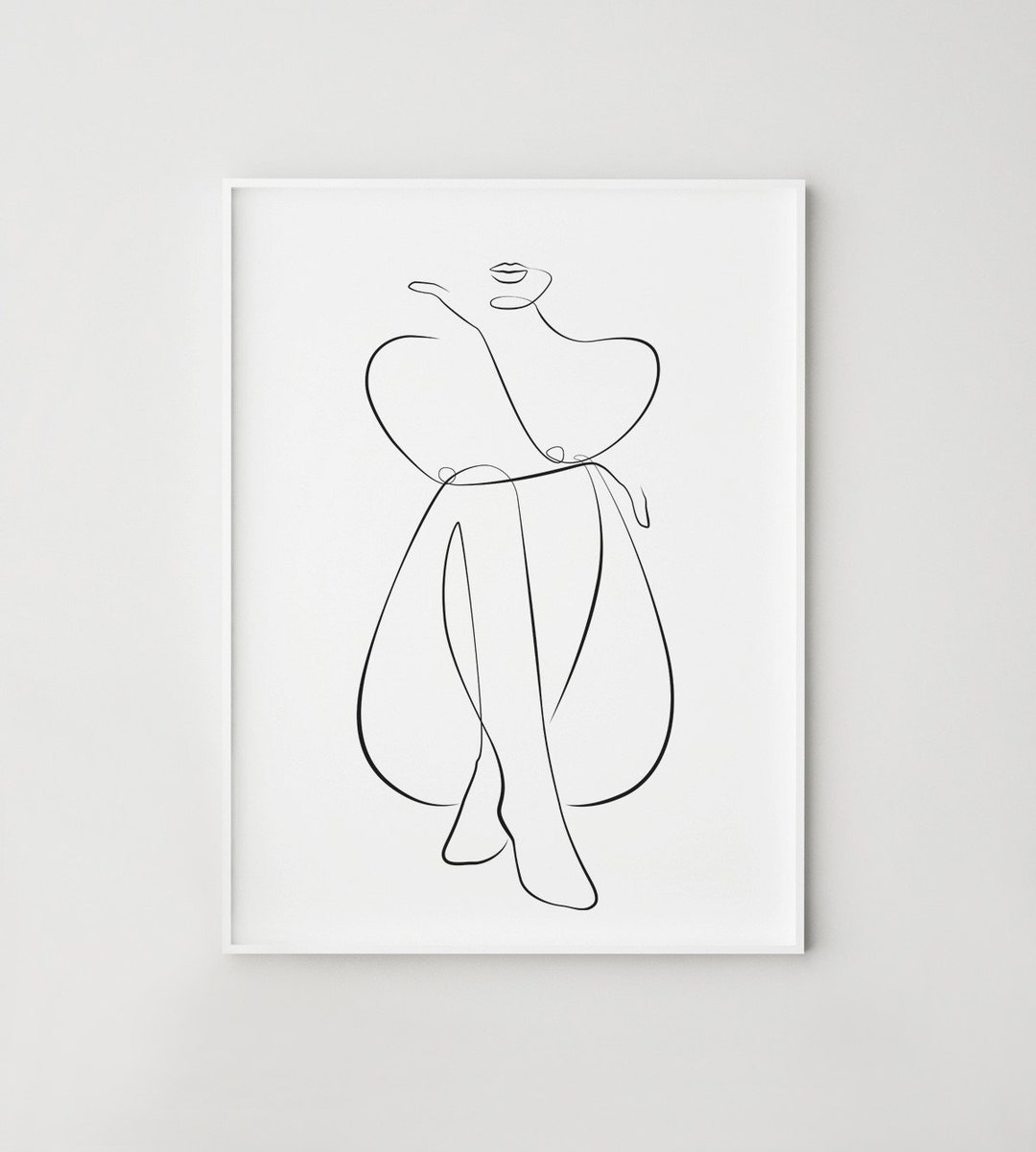Minimalist Curvy Woman Print, Body Positive Female Line Art, Neutral ...
