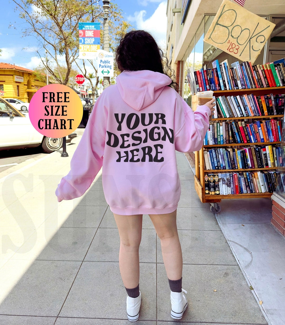 Gildan 18500 Light Pink Hoodie Mockup, Back of Hoodie Mockup, Oversized ...