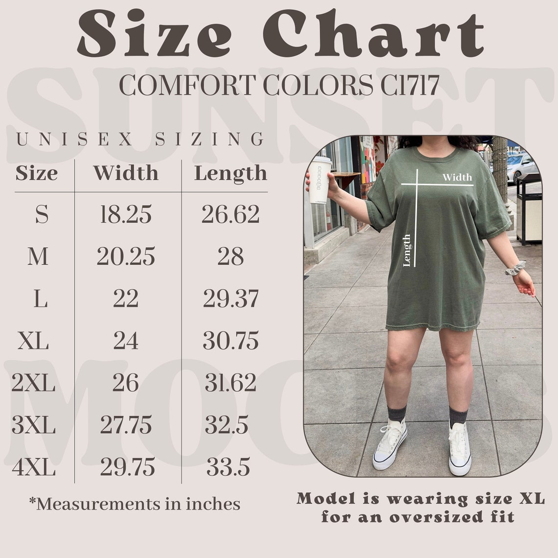 C1717 Size Chart, Comfort Colors Size Chart, Comfort Colors C1717 Size ...