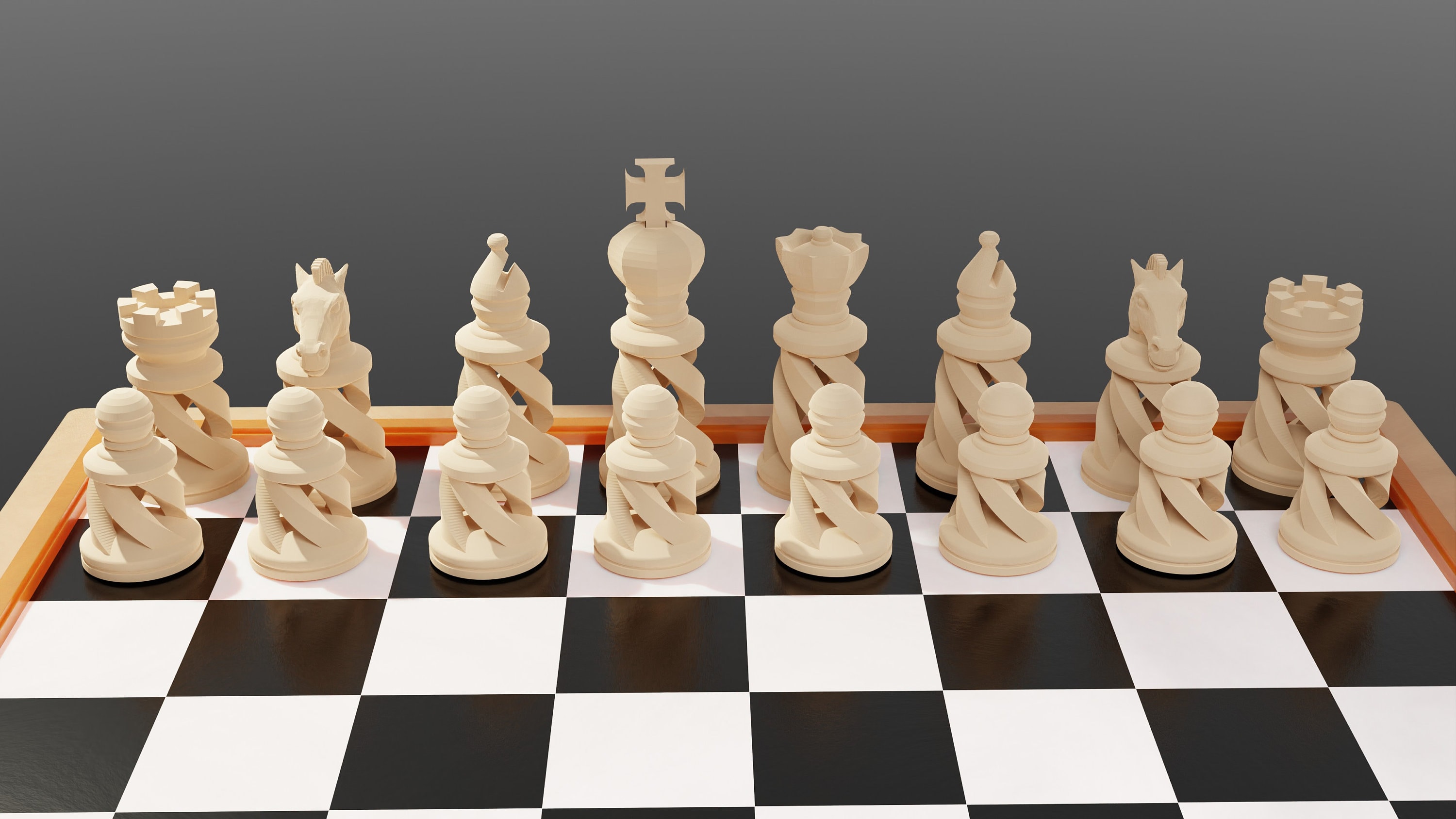 Chess Set Modern 3D Print File Stl Chess Set Premium - Etsy