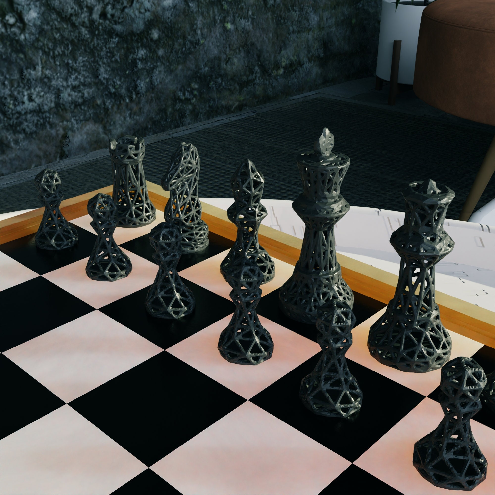 Chess Set Modern 3D Print File Stl, Chess Set Premium Chess Set Chess ...