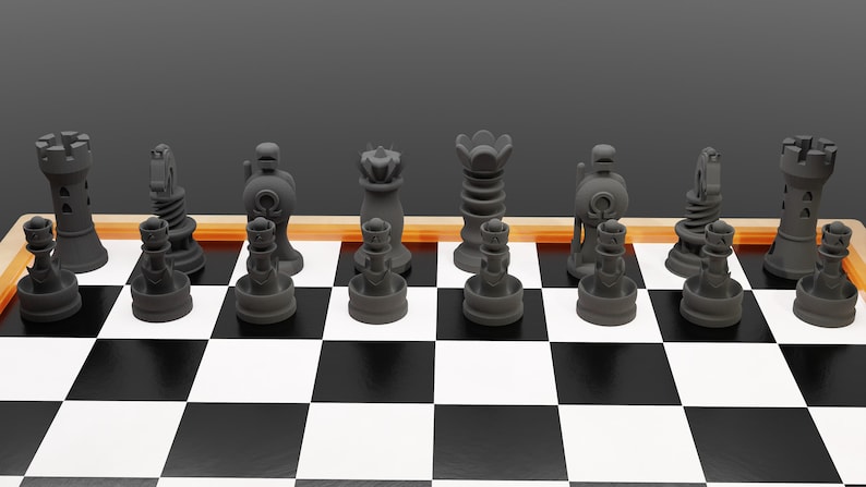 Chess Set Modern 3D Print File Stl, Chess Set Premium Chess Set Chess ...